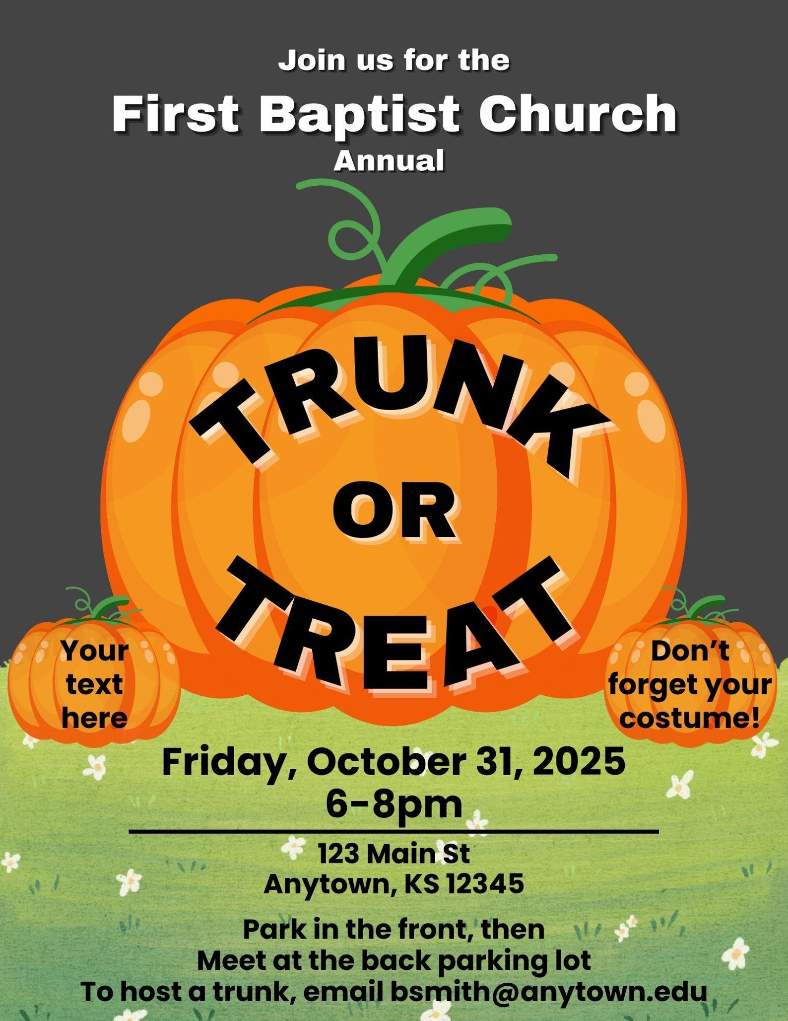 Editable Trunk or Treat Flyer Template, School PTA Flyer, Church Trunk ...