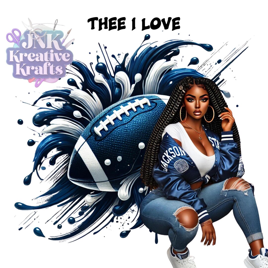 Jackson State University Football Fan Art - Bold Navy & White Design - Etsy