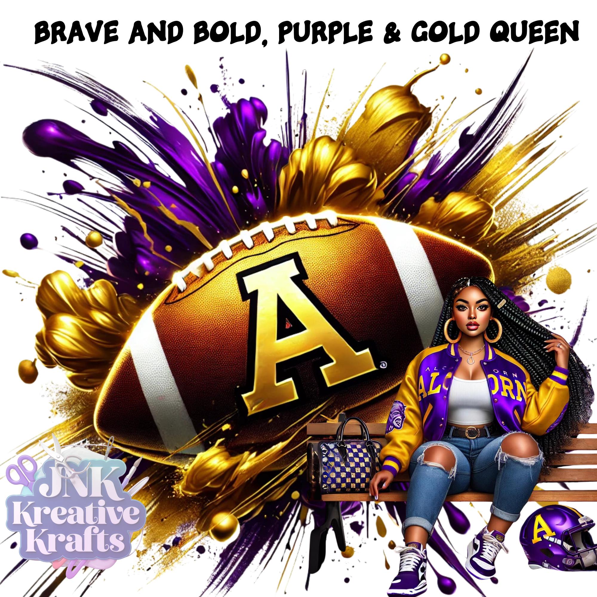 Alcorn State Braves Football Queen - Purple & Gold Splatter Art T-shirt ...