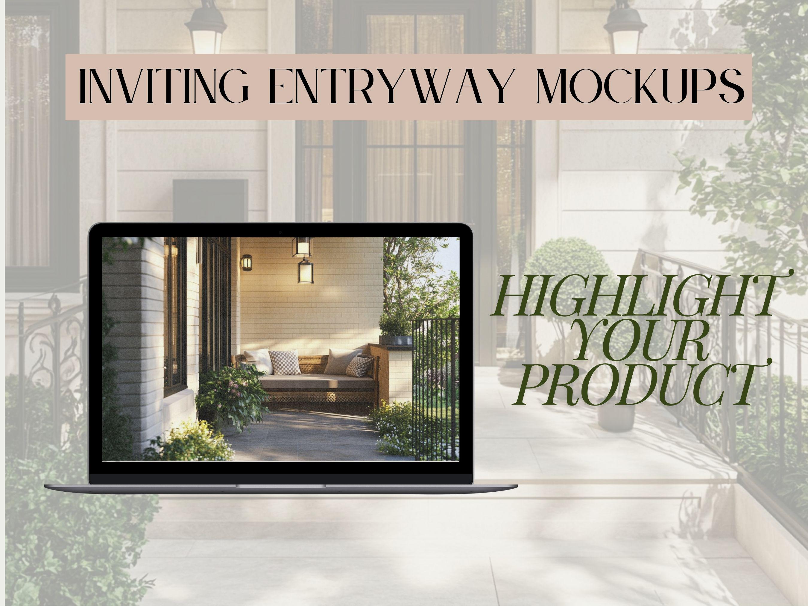 Inviting Entryway and Front Door Mockups Digital Download Front Porch ...