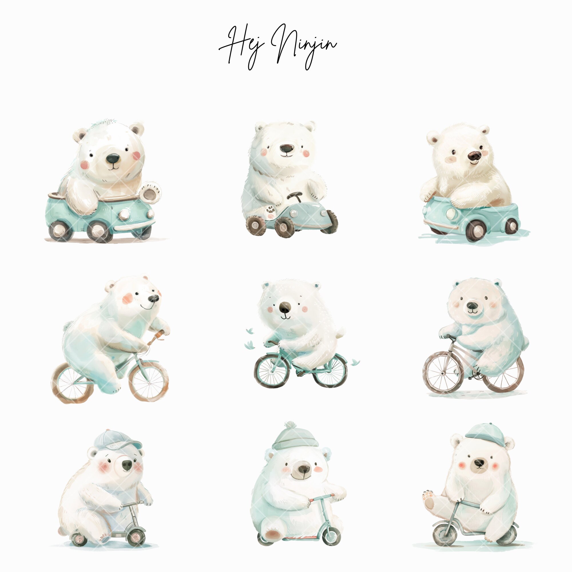 40 Cute Polar Bear Clipart, Polar Bears on Adventures, Summer ...