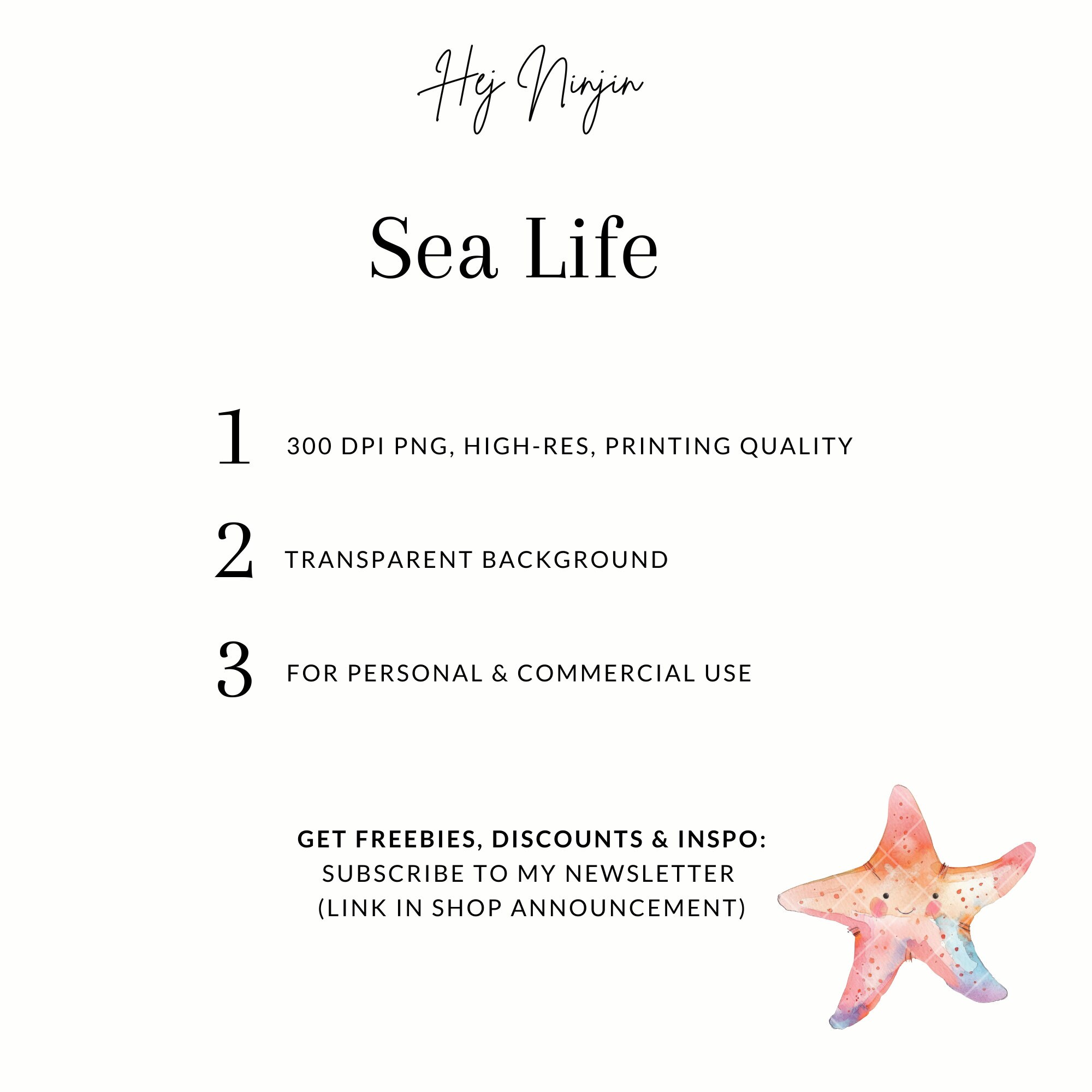 32 Watercolor Sea Life Clipart, Undersea Animals & Mermaids, Whale ...