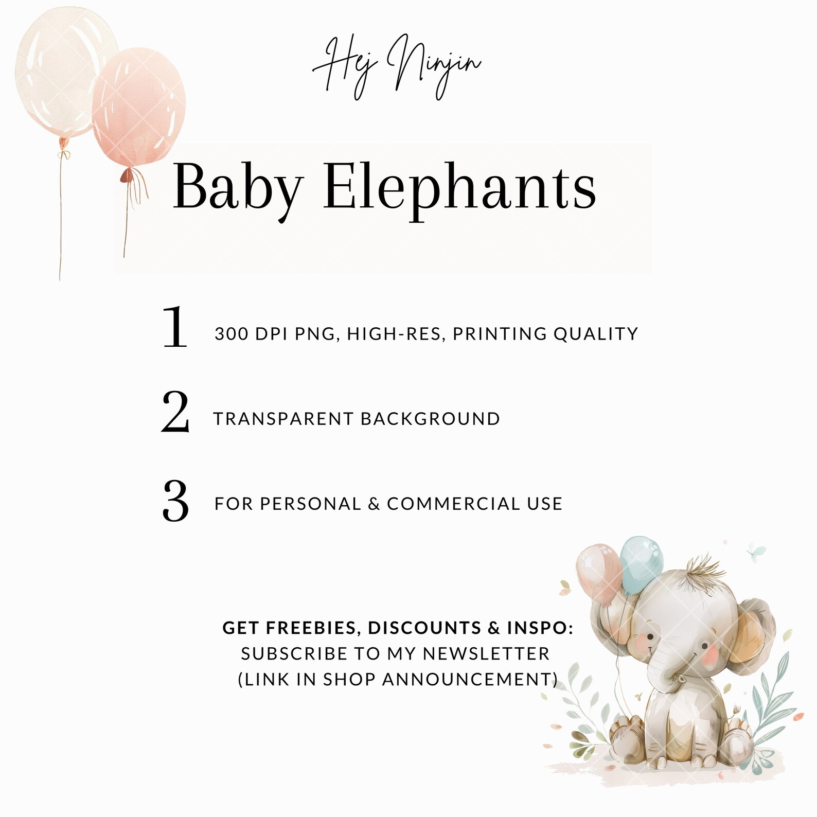 44 Watercolor Baby Elephant Birthday Clipart, Cute Elephant Clipart ...