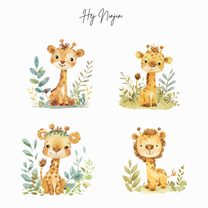 Buy 8 Cute Baby Giraffe Clipart, Baby Safari Animals Clipart, for ...