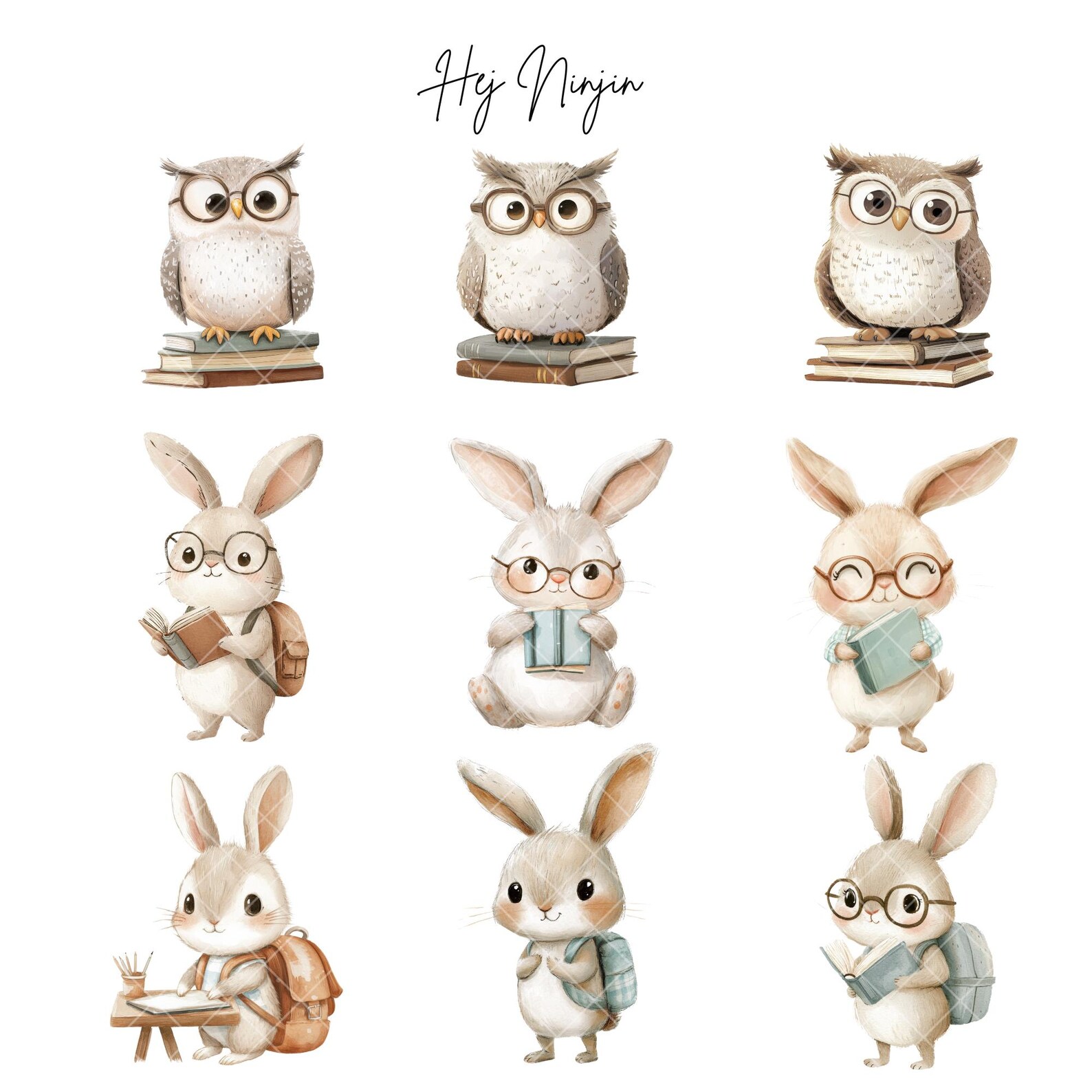 58 Cute Woodland Animal at School Clipart, Back to School, First Day of ...