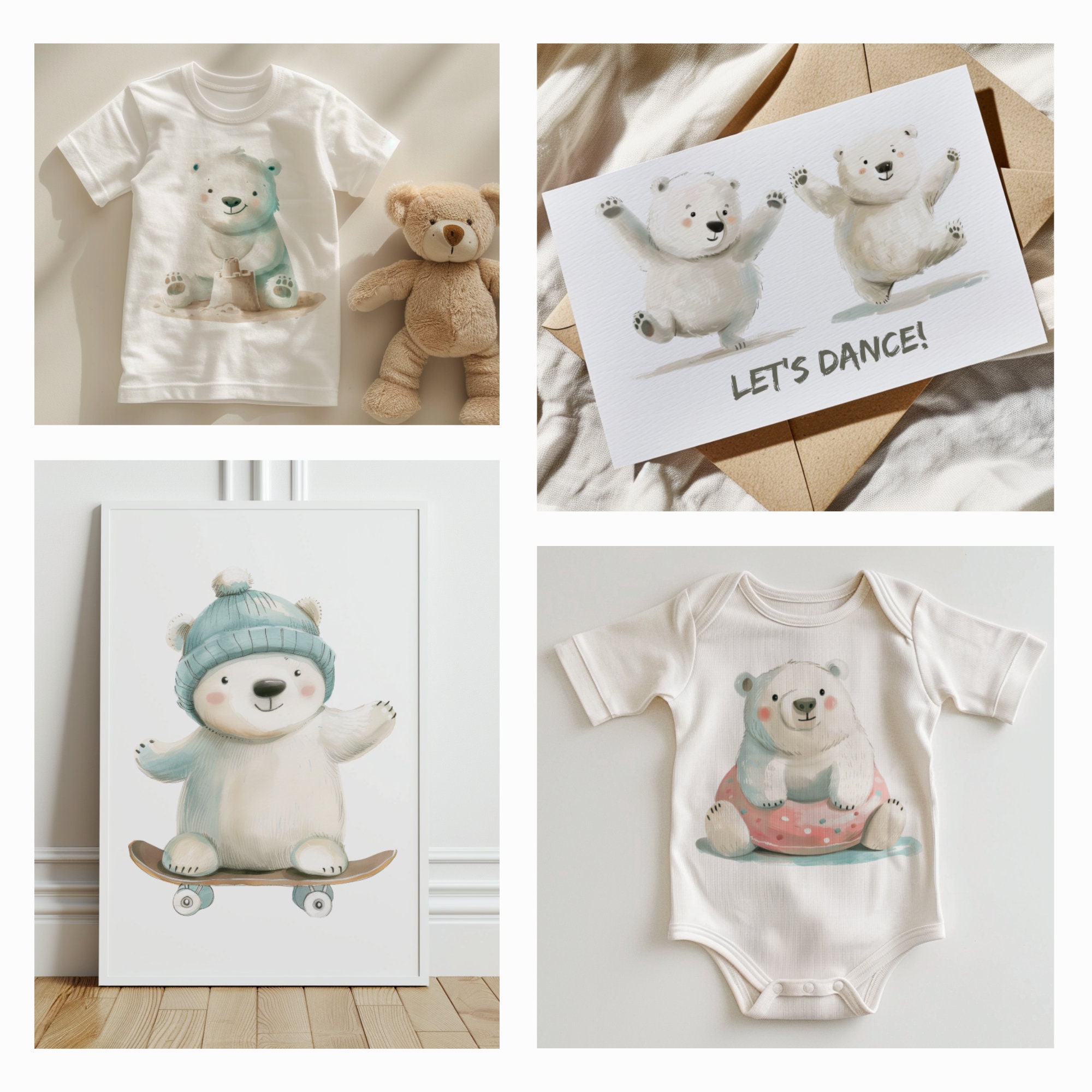 40 Cute Polar Bear Clipart, Polar Bears on Adventures, Summer ...