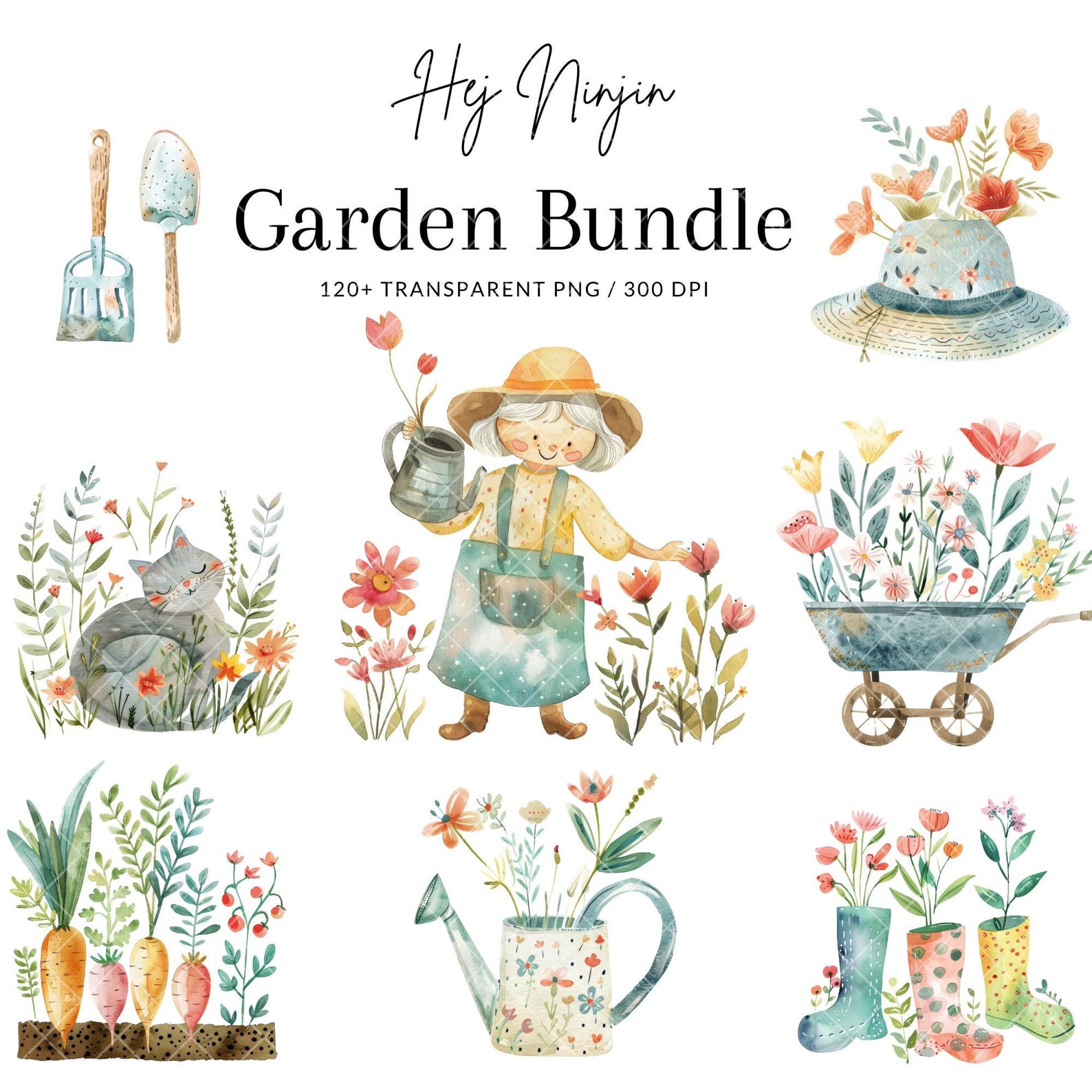 120 Watercolor Gardening Clipart Bundle garden Flowers Clipart ...