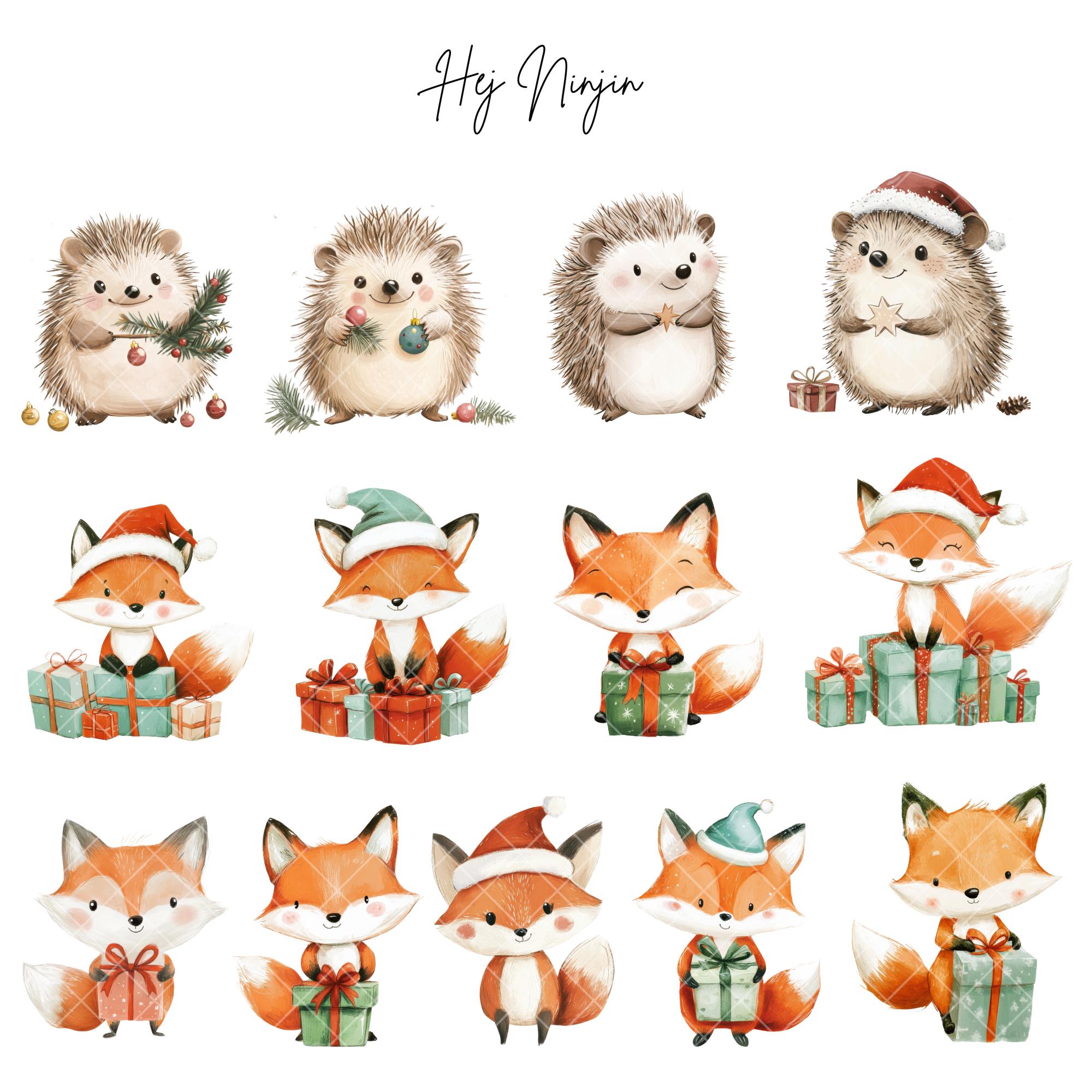 88 Christmas Woodland Animal Clipart, Christmas Clipart, Forest Animals ...