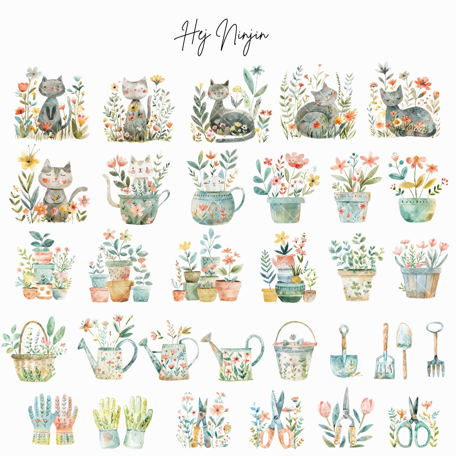 120 Watercolor Gardening Clipart Bundle garden Flowers Clipart ...