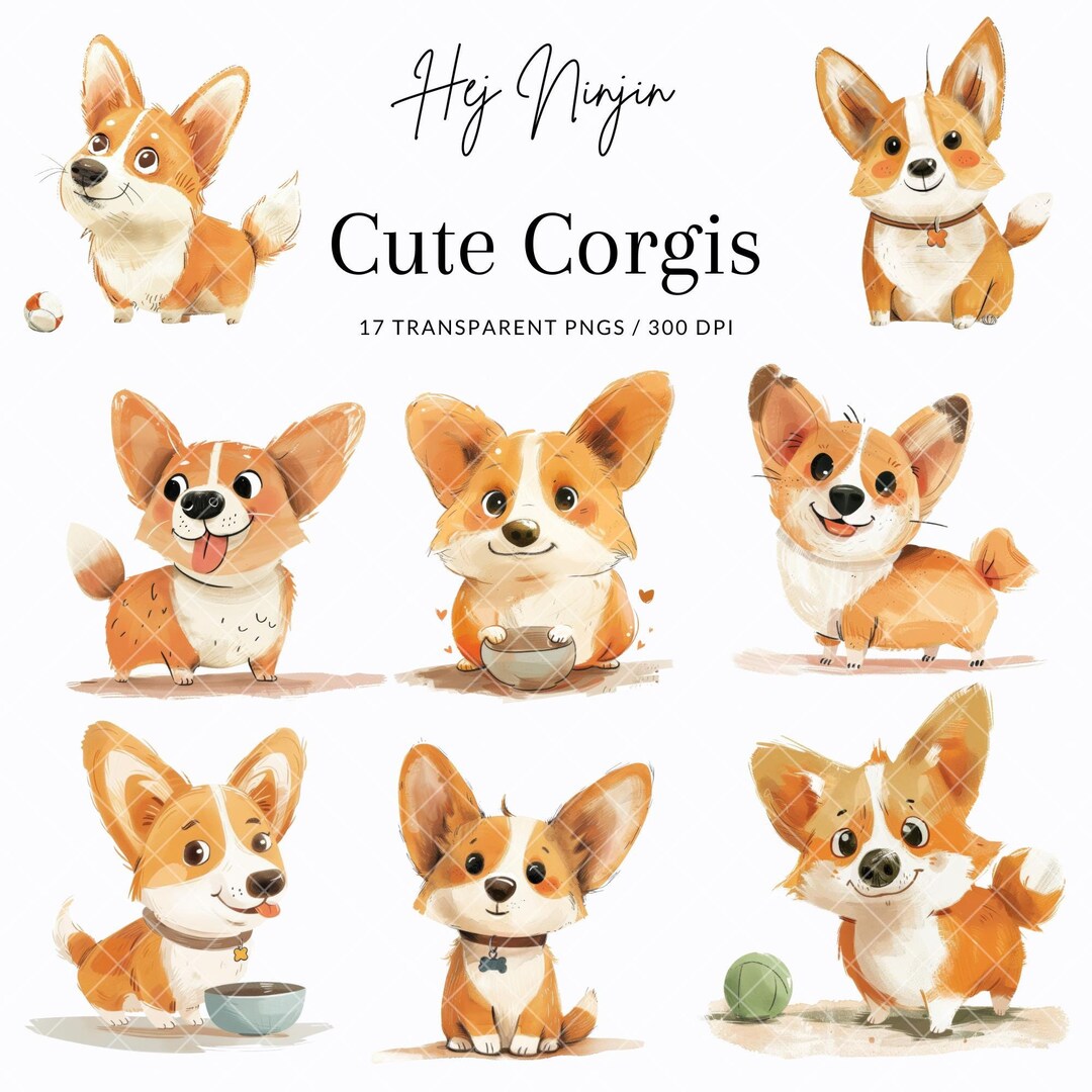 17 Cute Corgi Clipart, Dog Clipart, Cute Dogs for Dog Lovers, Pet ...