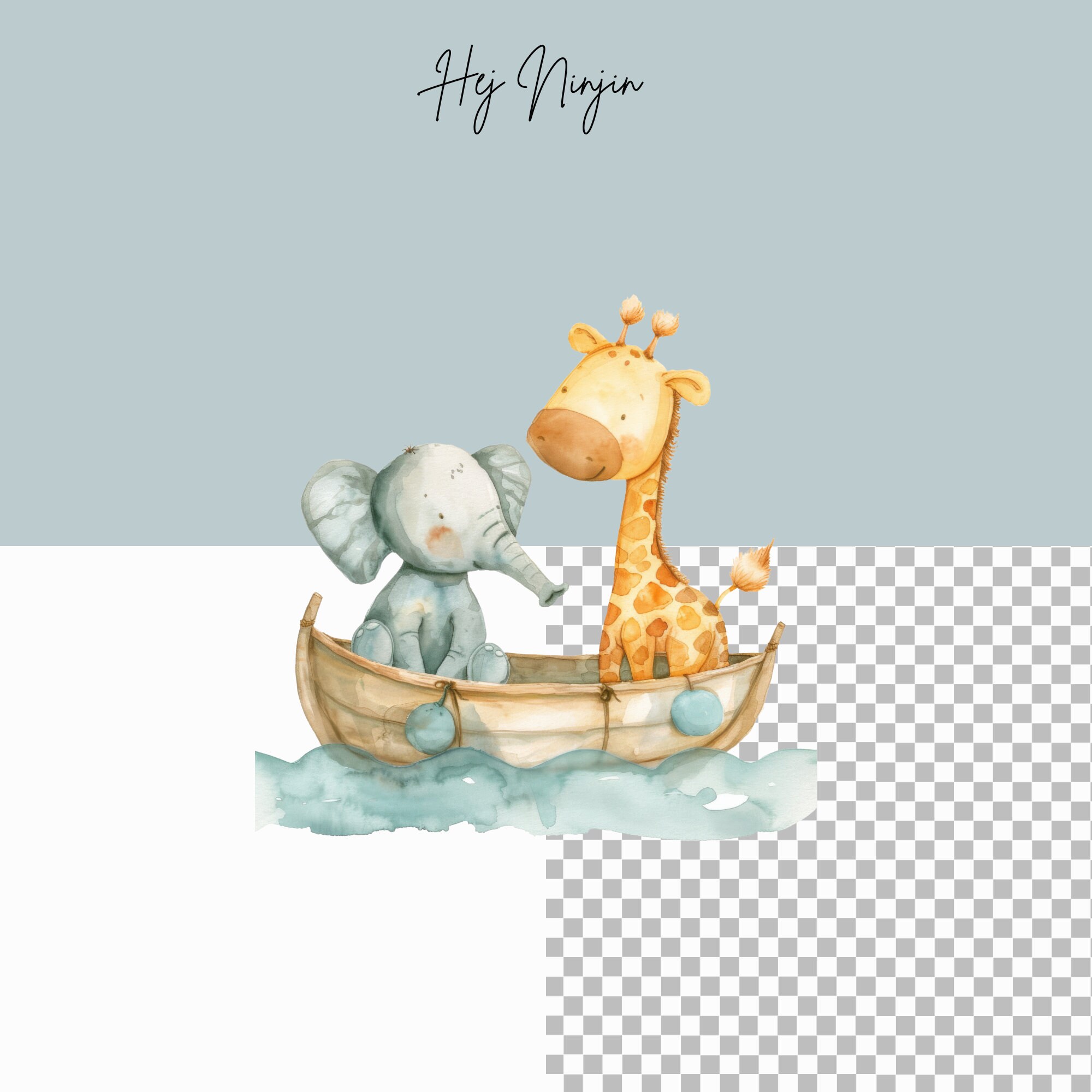 5 Cute Safari Animals Travel Edition, Watercolor Clipart Bundle ...