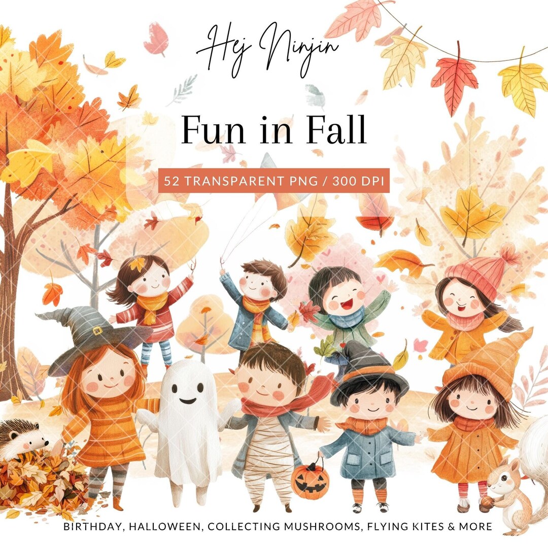 52 Fun in Fall Clipart, Autumn Clipart, Kids Clipart, Halloween Clipart ...