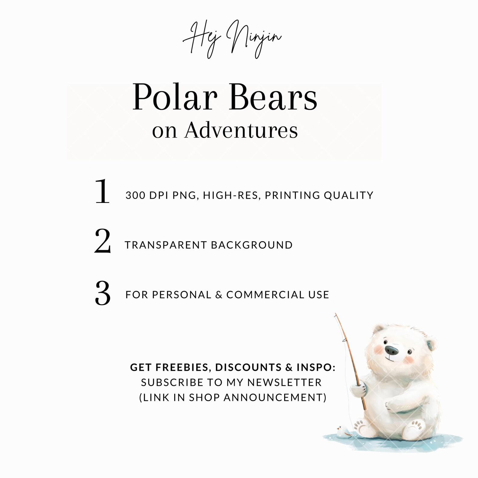 40 Cute Polar Bear Clipart, Polar Bears on Adventures, Summer ...