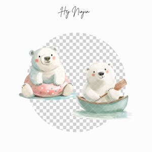 40 Cute Polar Bear Clipart, Polar Bears on Adventures, Summer ...