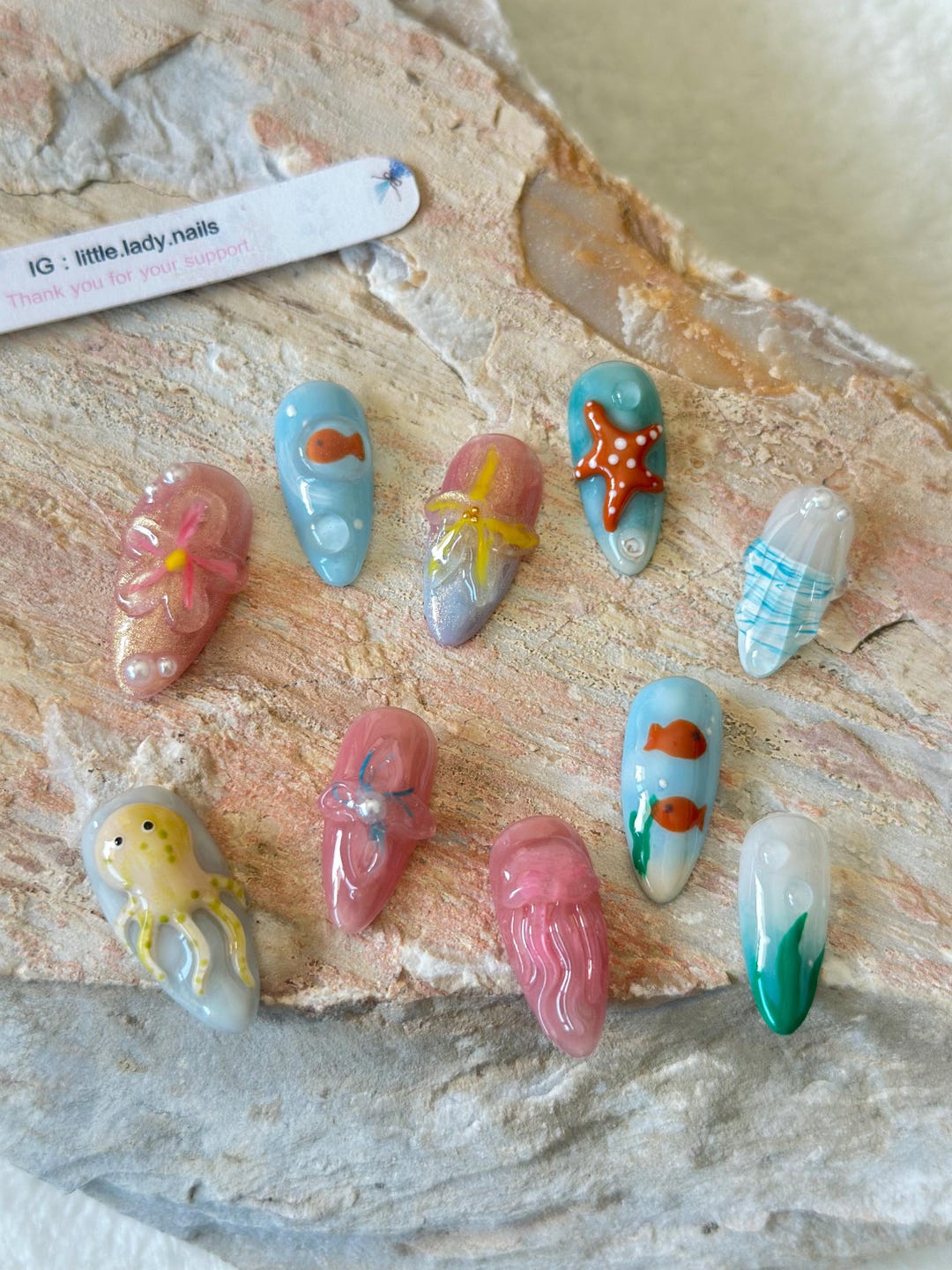 Sea Breeze & Sweet Creatures: Octopus and Starfish Nail Set, Ocean ...