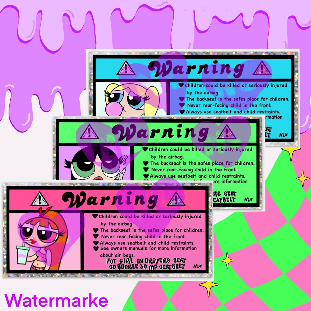 Powerpuff Car Warning Sticker - Etsy