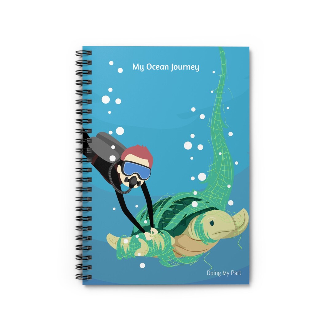 Scuba Diver and Sea Turtle Spiral Notebook Ruled Line Journal for Ocean ...