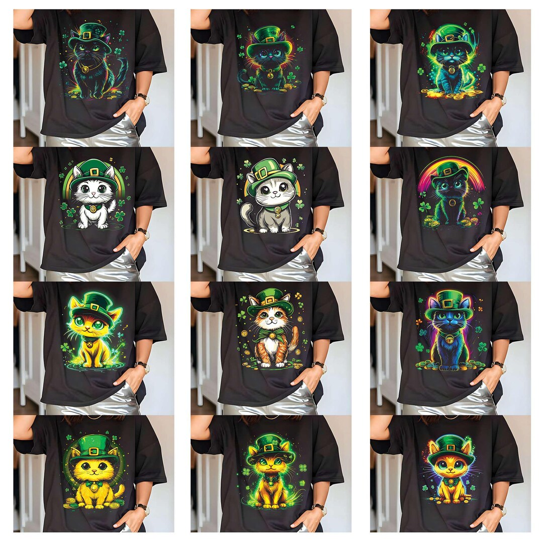St Patricks Day Cat PNG Bundle, St. Patrick's Cat PNG, St Paddy's Cat PNG Sublimation, Irish Cat ...