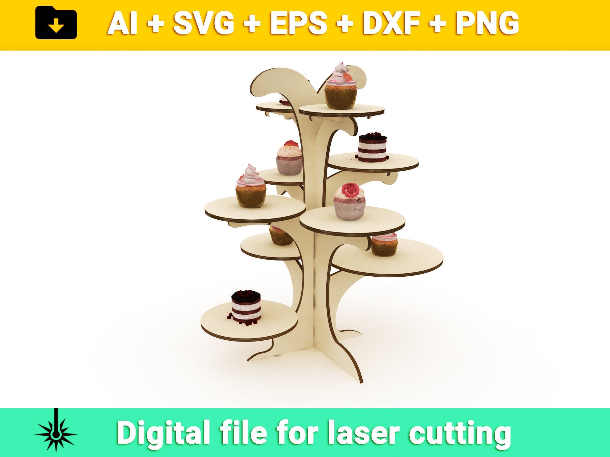 Cake Stand Multiple Levels Vector for CNC Svg Vector File, Vector Cut ...