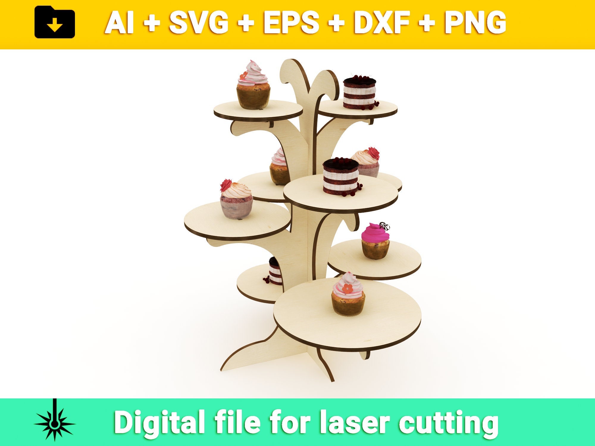 Cake Stand Multiple Levels Vector for CNC Svg Vector File, Vector Cut ...