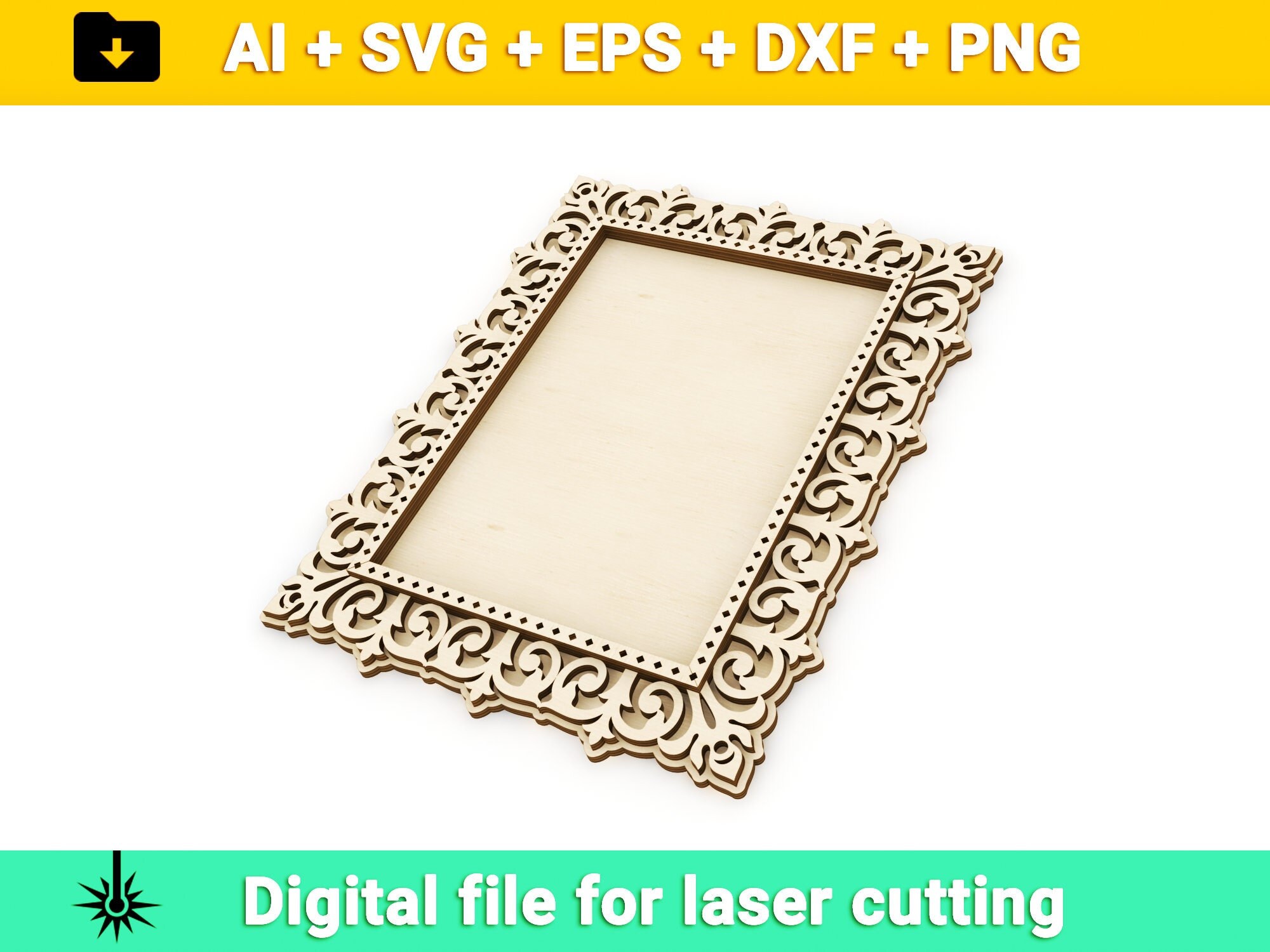 Photo Frame, Large (A4) Vector for CNC Svg Vector File, Vector Cut File ...