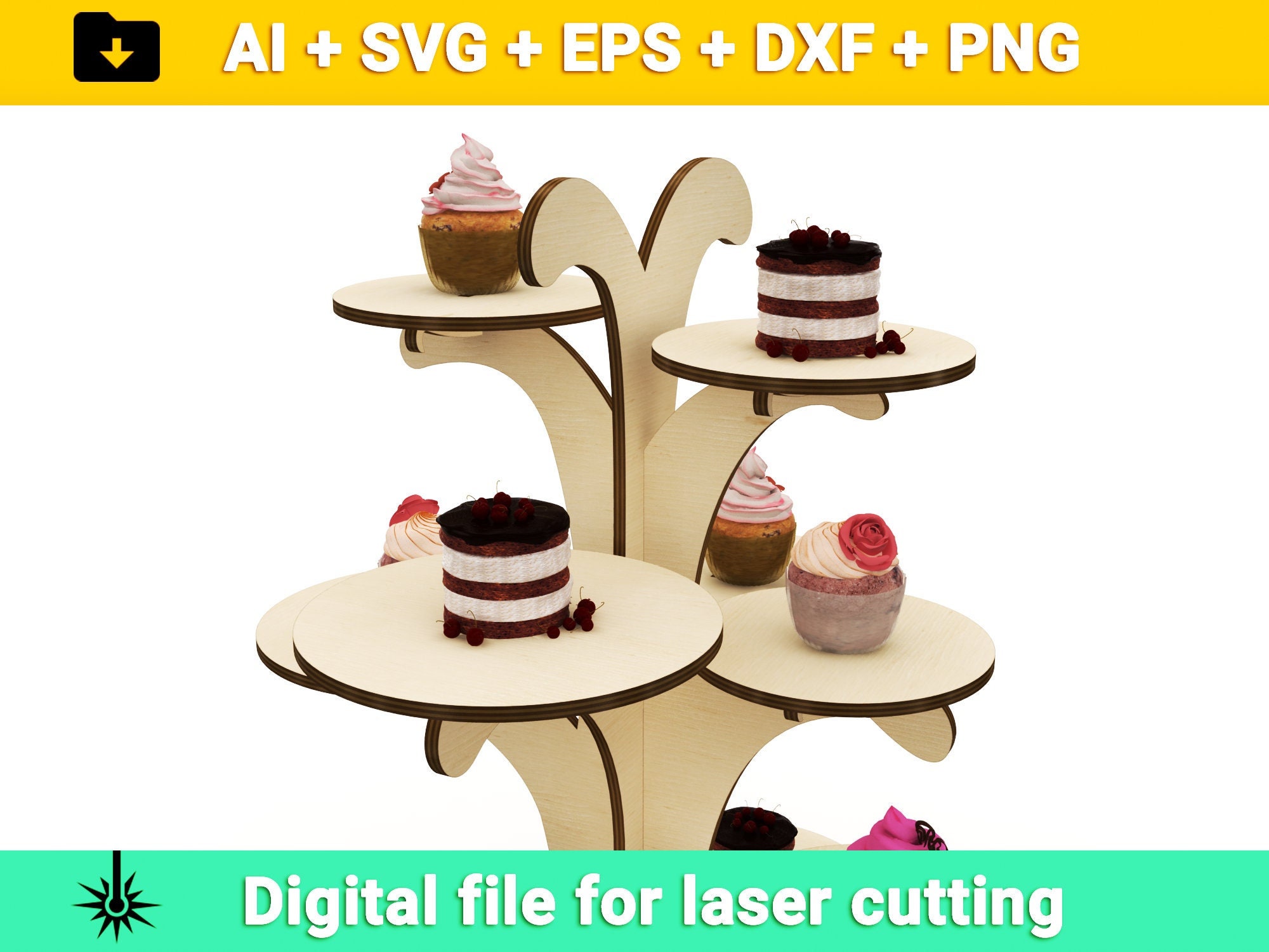 Cake Stand Multiple Levels Vector for CNC Svg Vector File, Vector Cut ...