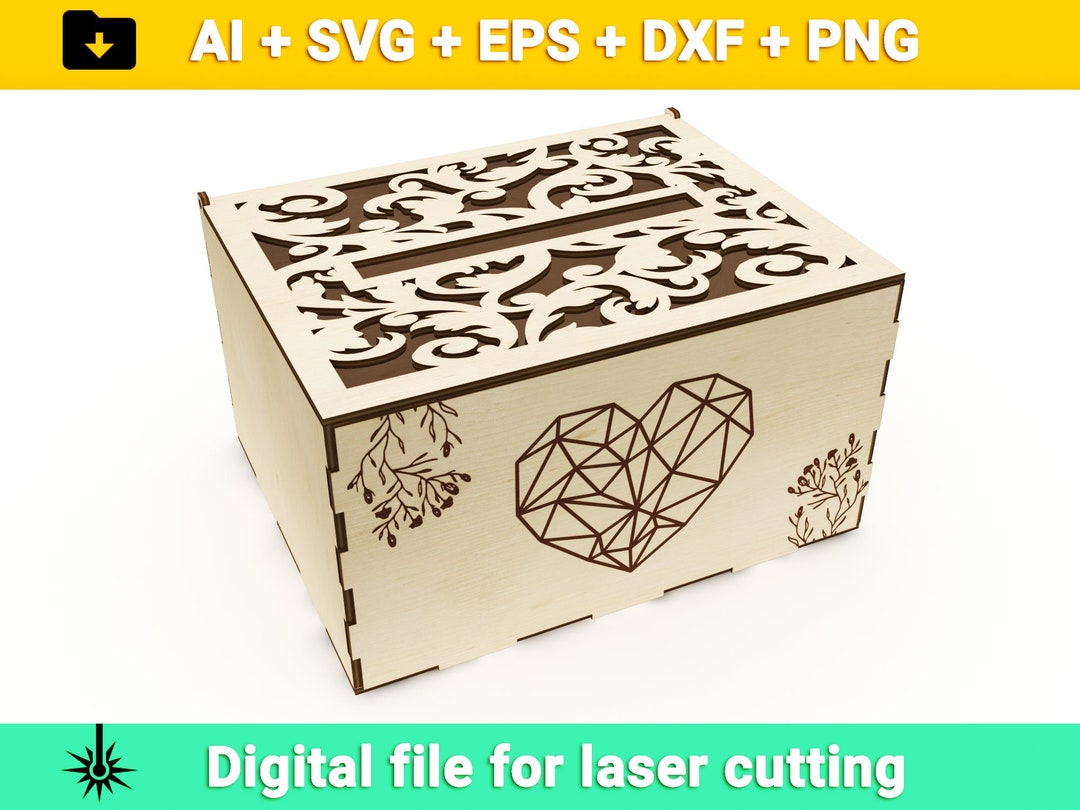Box for Envelopes "heart" Vector for CNC Svg Vector File, Vector Cut ...