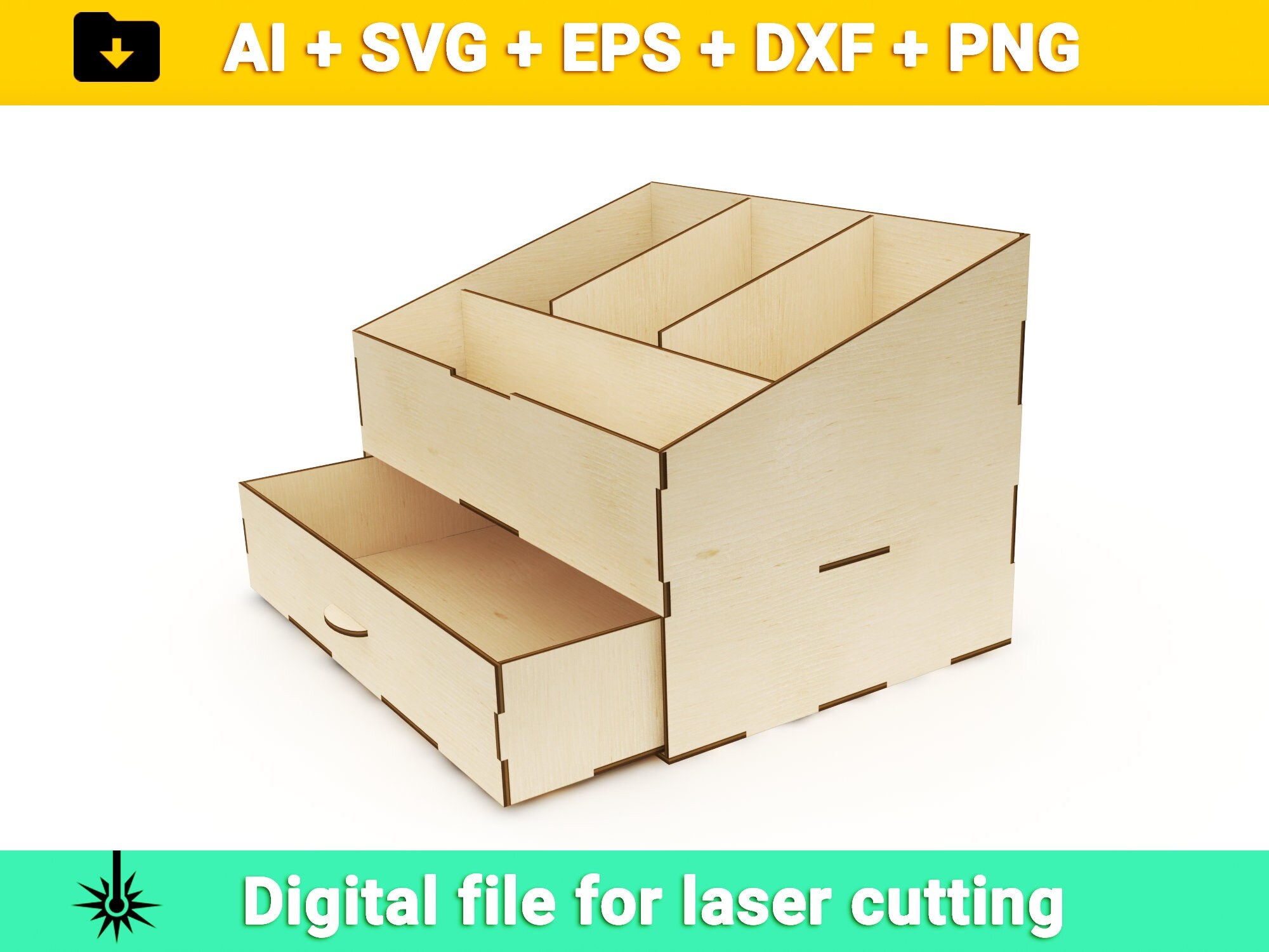 Multistand Organizer With Drawer V2 Vector for CNC Svg Vector File ...