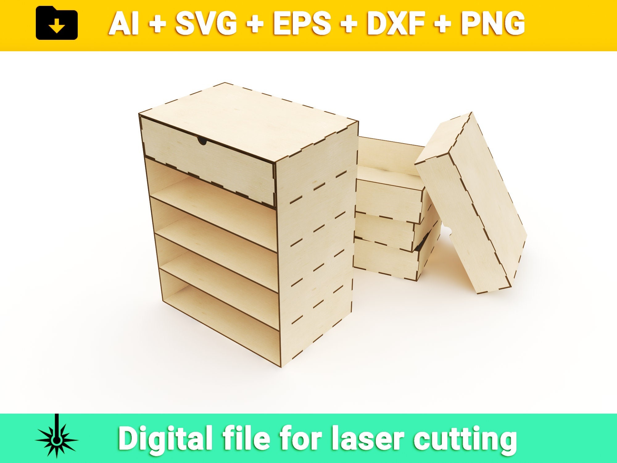 Rack With Drawers Vector for CNC Svg Vector File, Vector Cut File, Cnc ...