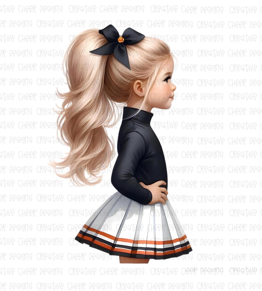 Printable Orange Cheerleader Wall Art, Digital Cheer Art Print, Toddler ...
