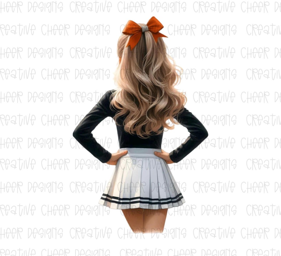Printable Orange Cheerleader Wall Art, Digital Cheer Art Print, Toddler ...