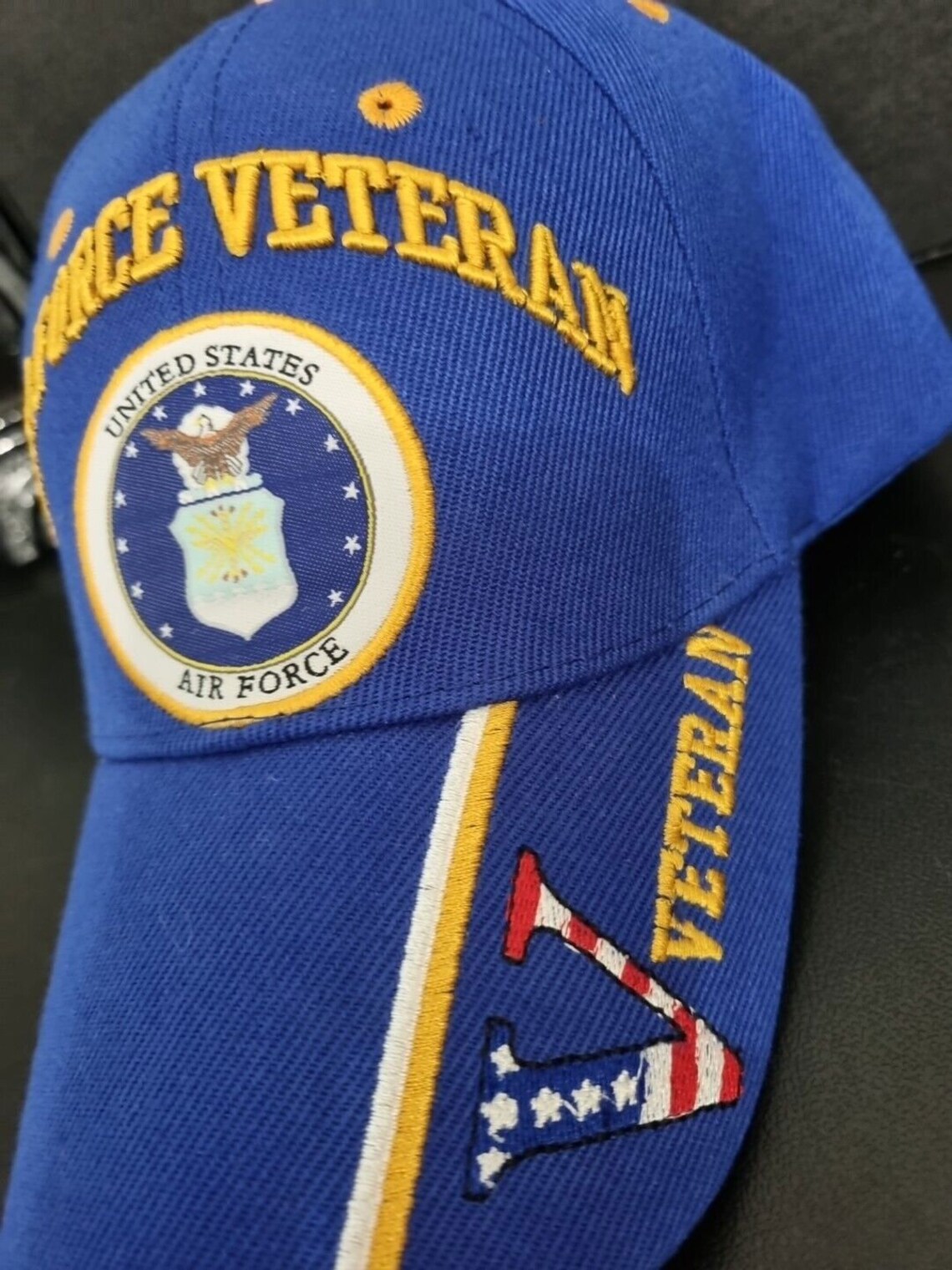 USAF United States Air Force Veteran Blue Baseball Cap Hat Embroidered ...
