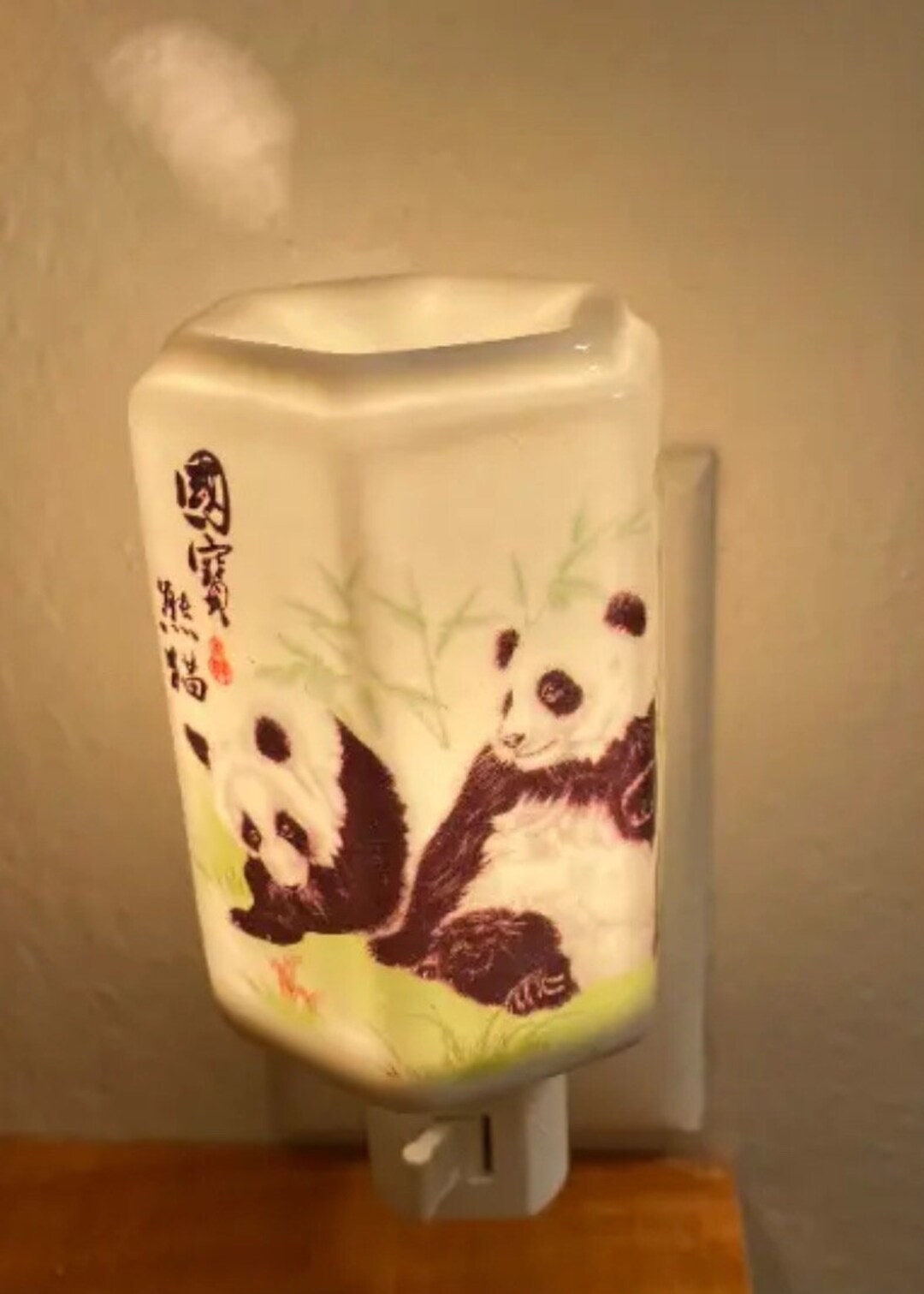 Cute Pandas National Treasure Wall Plug-in Night Light Shade Porcelain ...