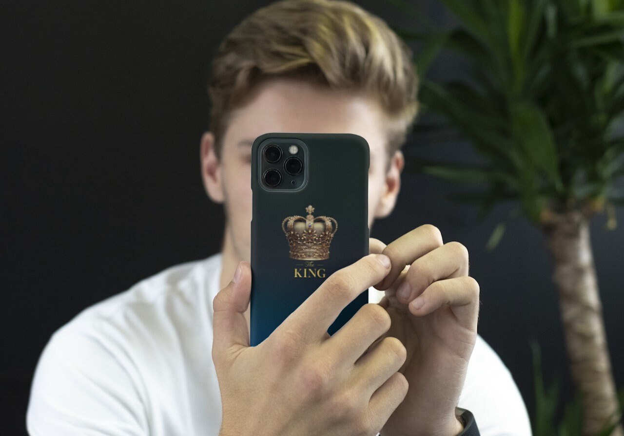King and Queen Couple Phone Cases for iPhone 15 + 14 +13, Royalty Style ...