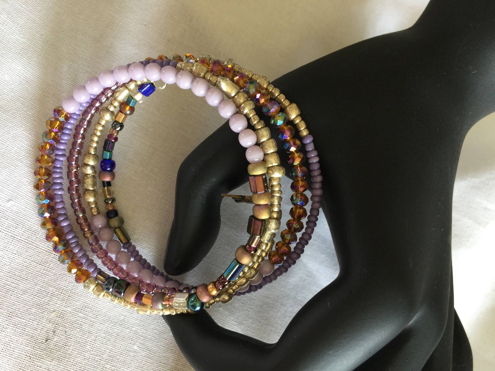 Memory Wire Beaded Bracelet - Etsy