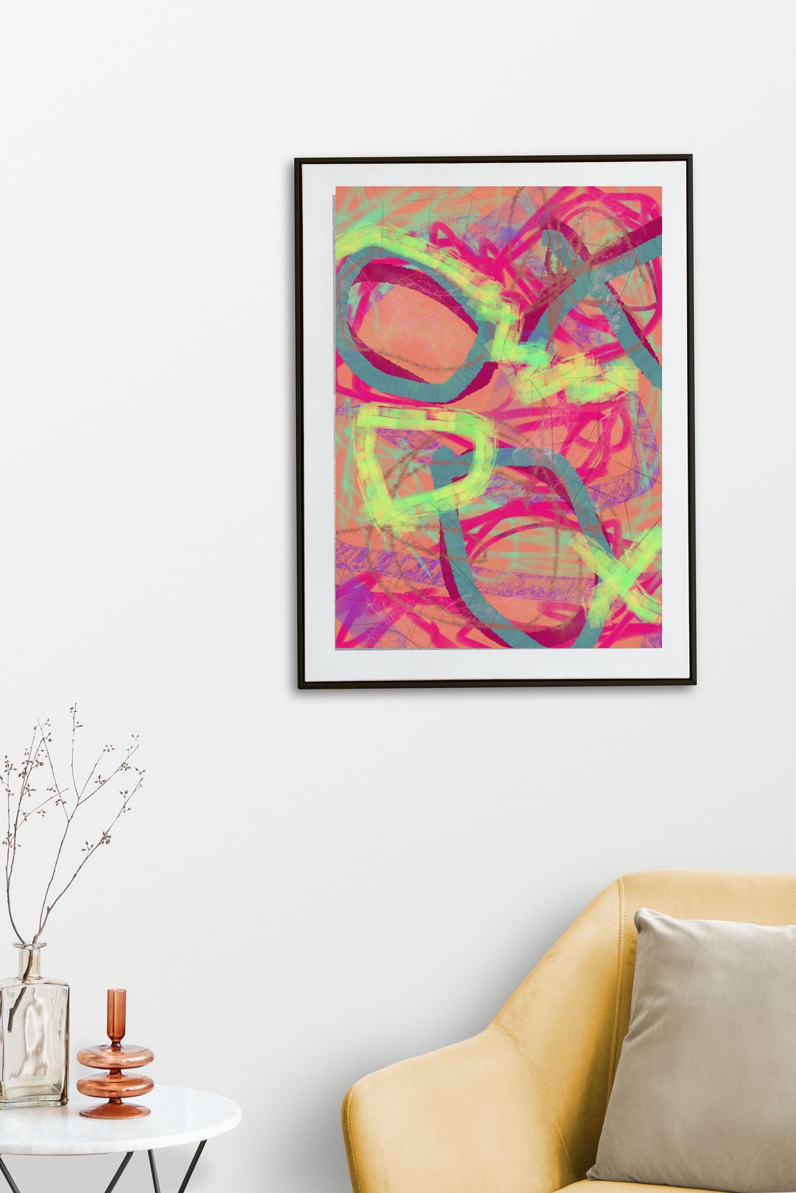PRINTABLE Kooky Fluro Shapes | Abstract Digital Art Piece | Original ...