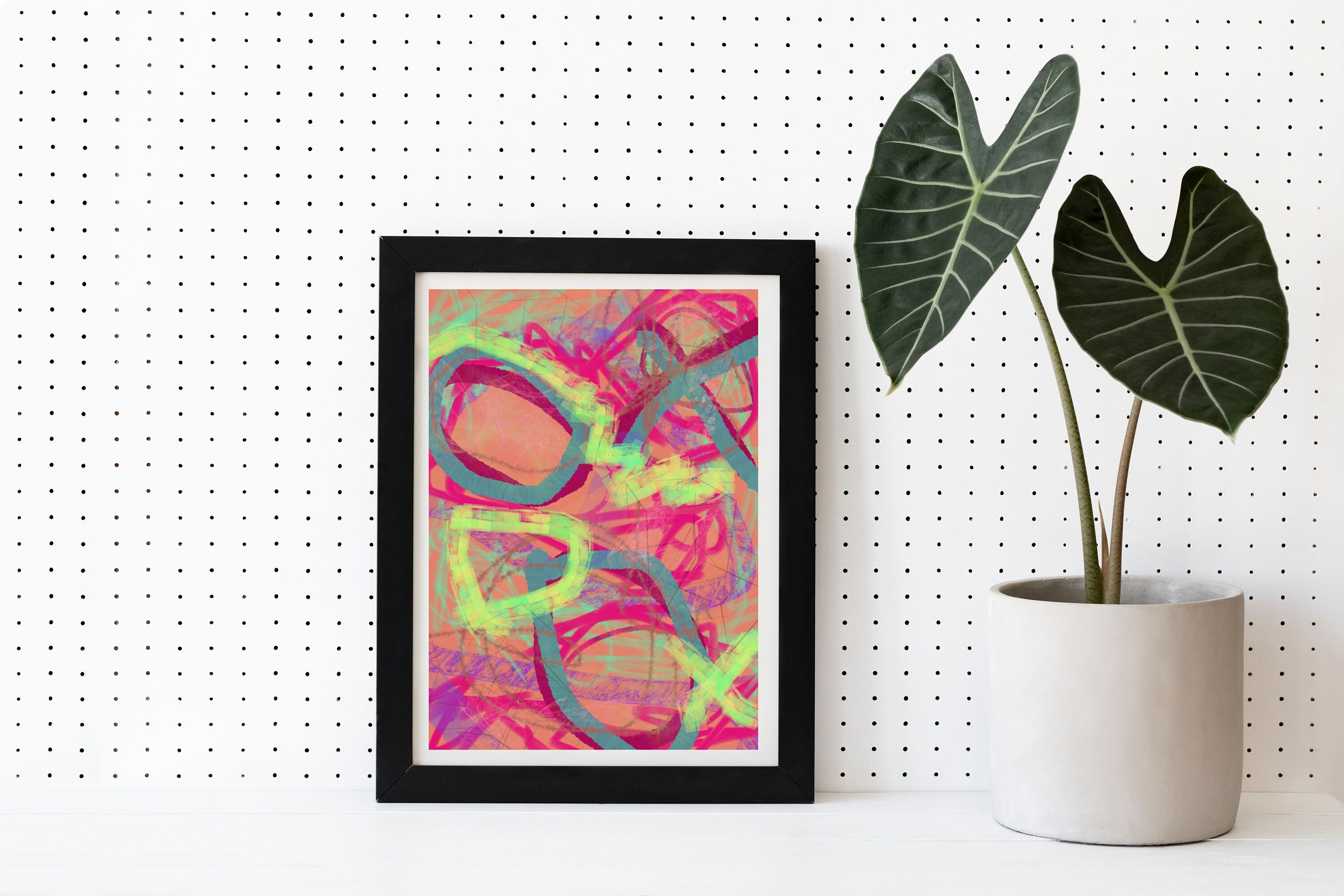 PRINTABLE Kooky Fluro Shapes | Abstract Digital Art Piece | Original ...