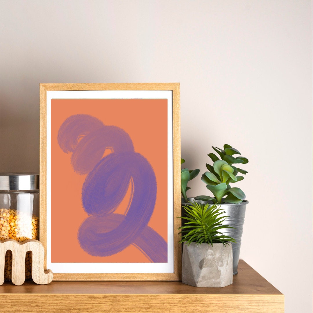 PRINTABLE Abstract Art Wall Art in Purple and Orange | Squiggly Line ...