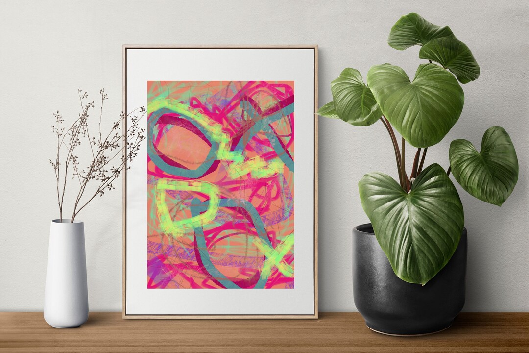 PRINTABLE Kooky Fluro Shapes | Abstract Digital Art Piece | Original ...