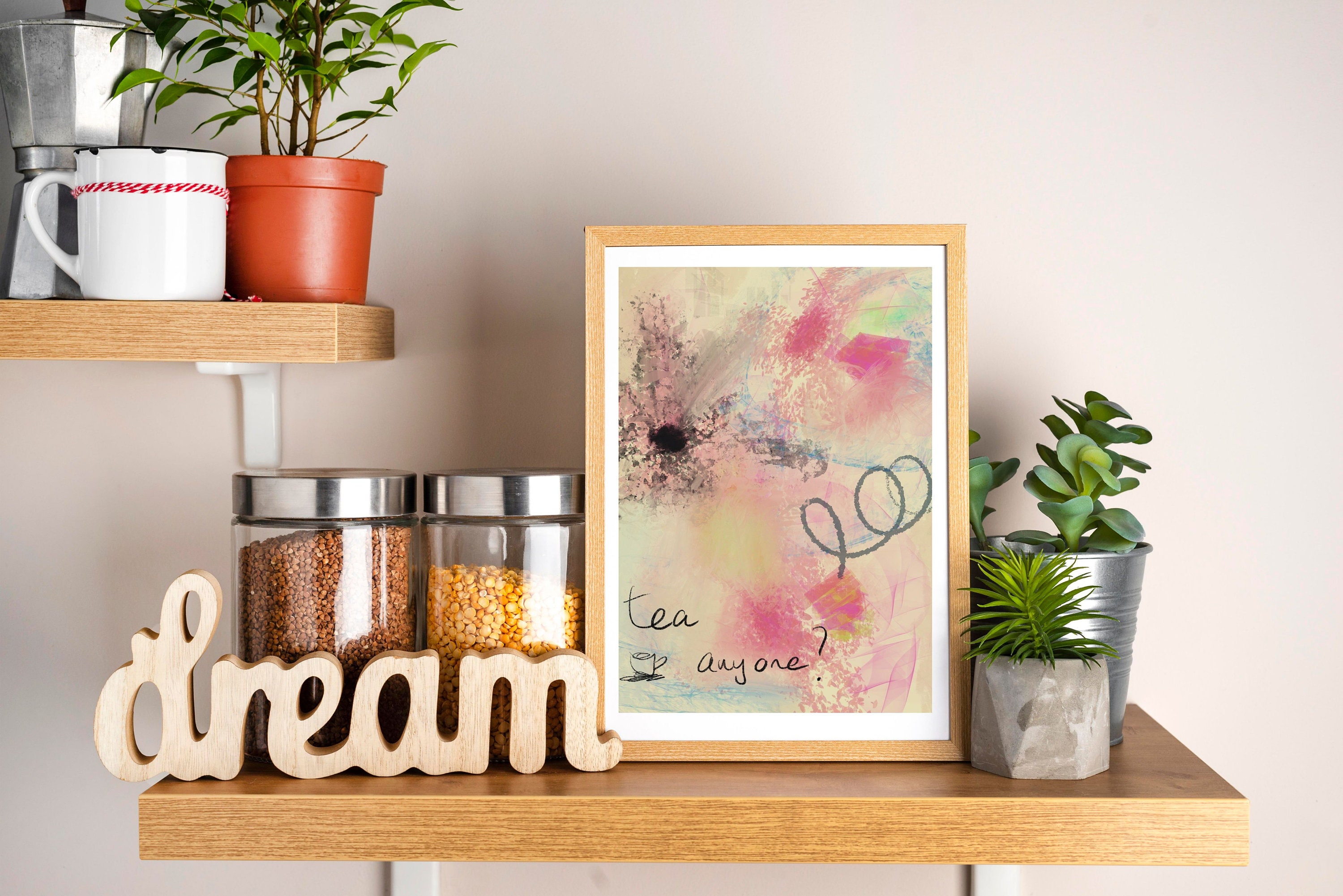 PRINTABLE Tea Cup Kitchen Print | With Geometric Play, Soft Abstract ...