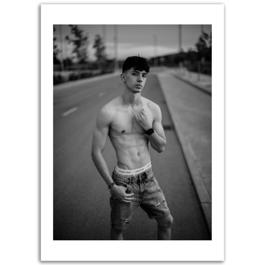 Black White Gay Erotic Photo Handsome Big Black Man Gay Guy Cute Straight Guy Photo Print
