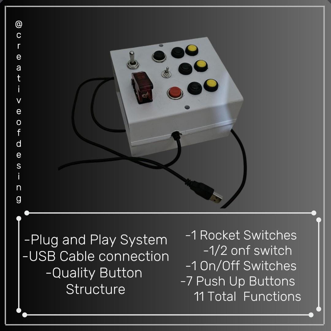 PC Button Box and Stabilizer 14 Function Switch and Push. Simracing Trucksim. flight Sim. racing ...