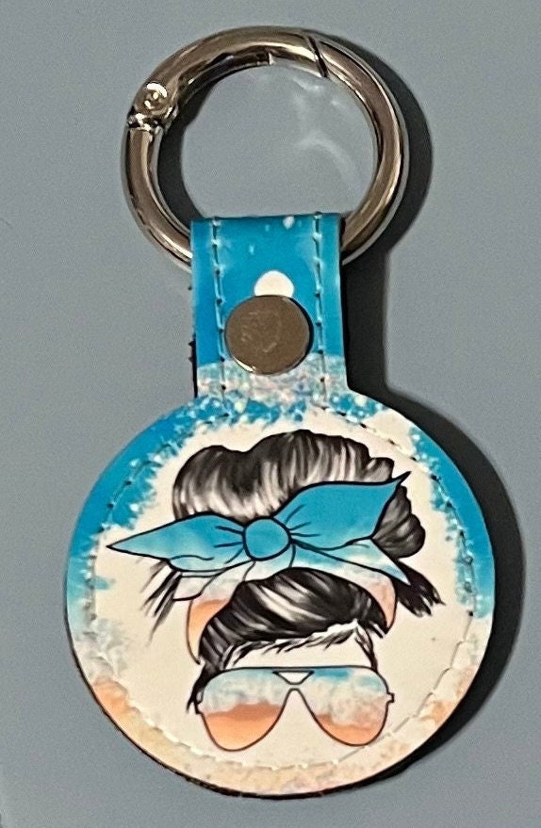 Beach Please Messy Mom Bun AirTag Case Keychain Holder - Etsy