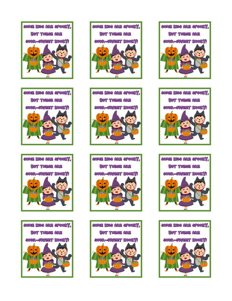 Sour Patch Kids Halloween Gift Tags | Zombie Theme (instant Download ...