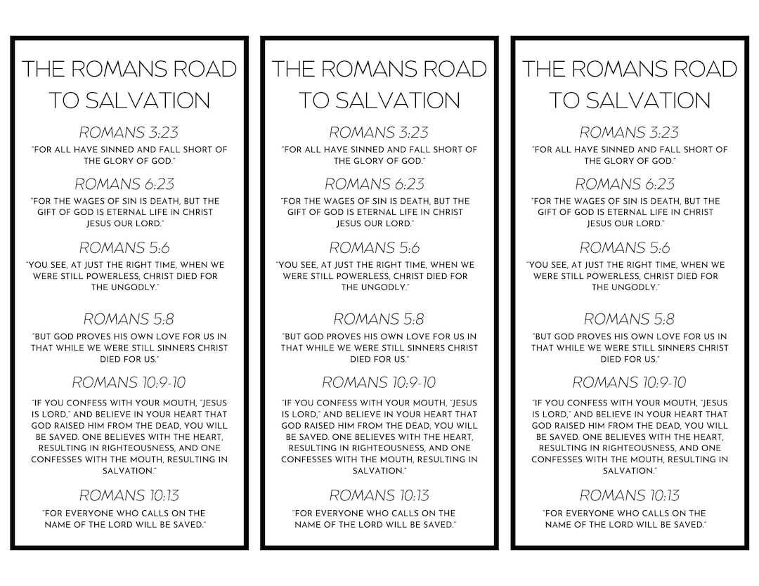 Minimalist Romans Road to Salvation Bookmark Pamphlet - Etsy