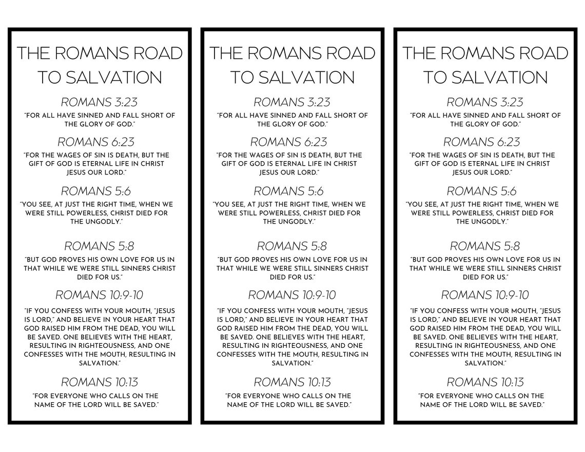 Romans Road to Salvation Bookmark or Tract - Etsy