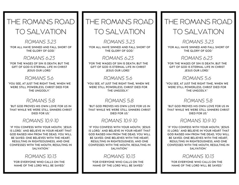 Romans Road to Salvation Bookmark or Tract - Etsy