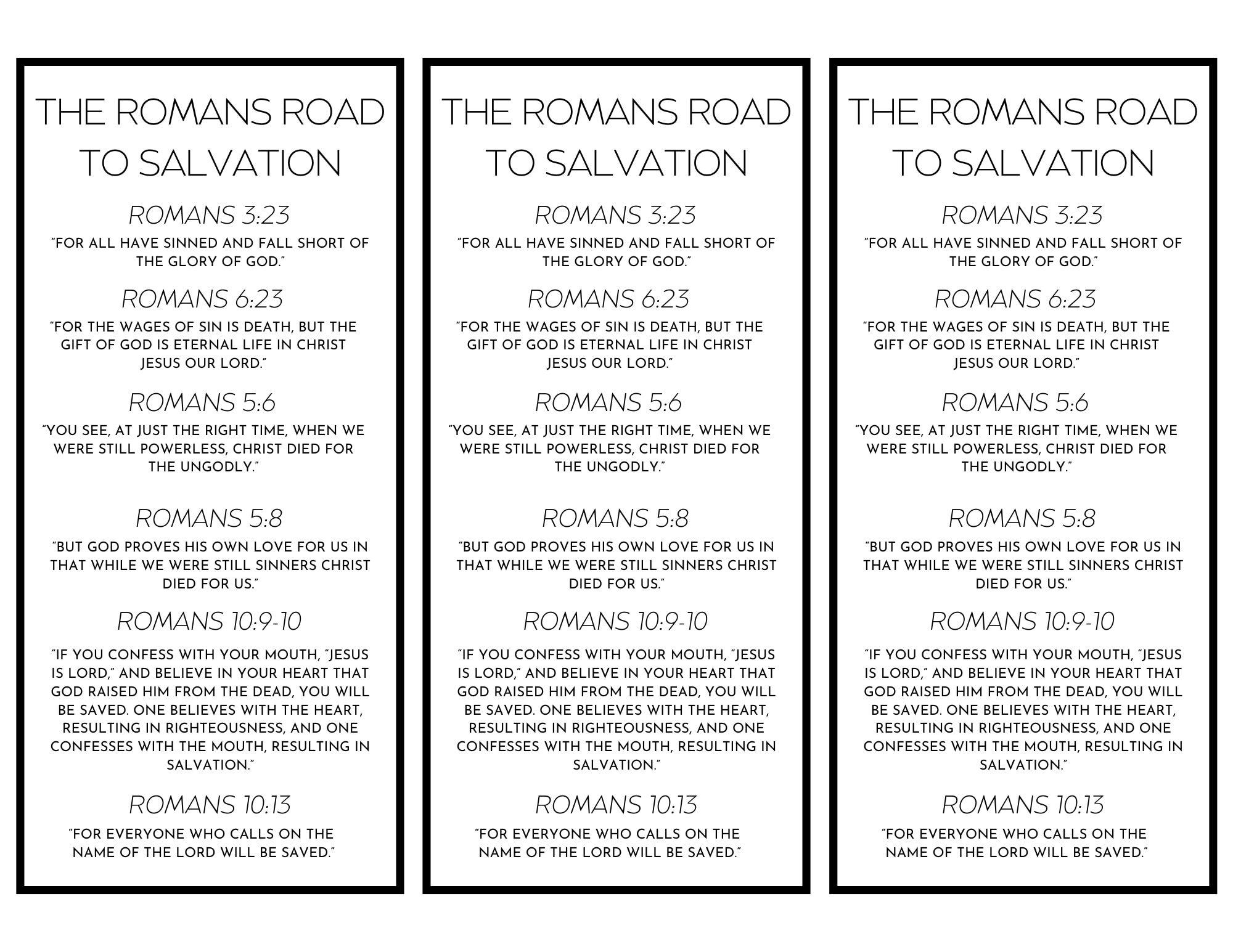 Minimalist Romans Road to Salvation Bookmark Pamphlet - Etsy