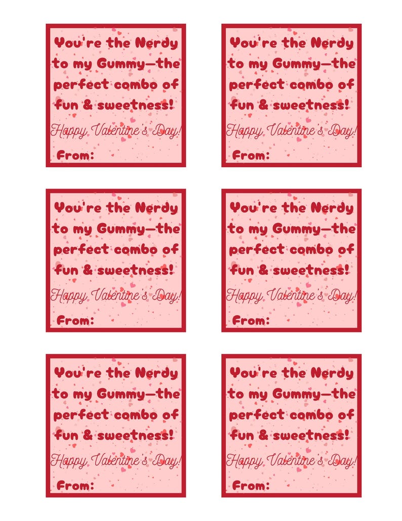NERDS GUMMY CLUSTERS Valentine's Cards | Printable | Instant Download ...