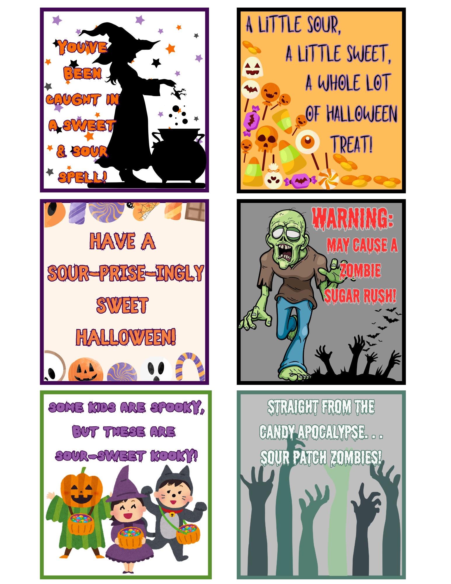Sour Patch Kids Halloween Gift Tags | Zombie Theme (instant Download ...